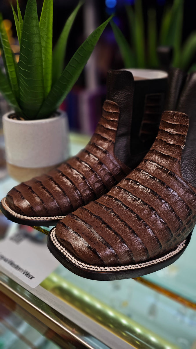 0016 Botín vaquero gamusa - men's boots - 723 Choco Cocodrilo – Los ...