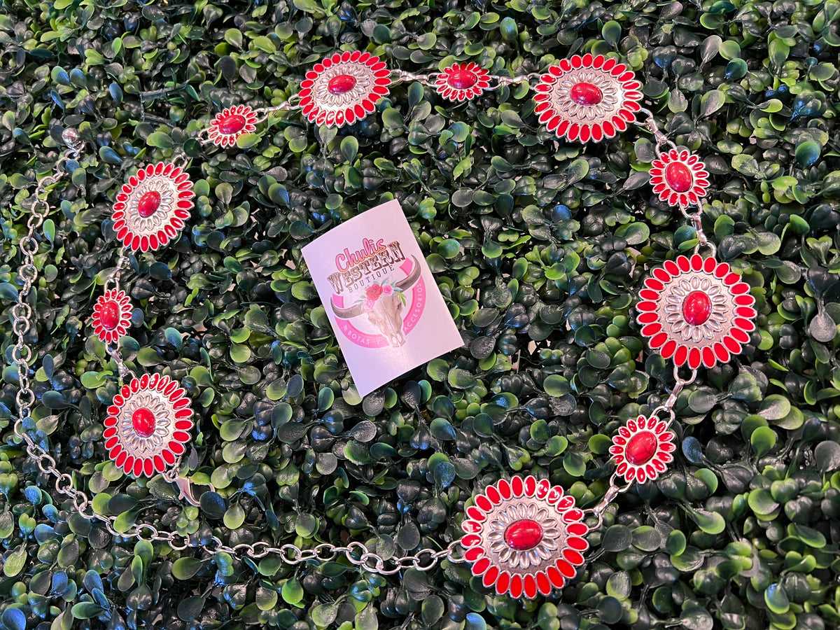 Red flower chain belt ️ – Los leyva western wear