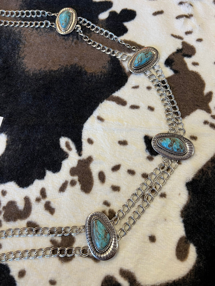 Western Hand Craft stone Chain Belt 50” long – Los leyva western wear