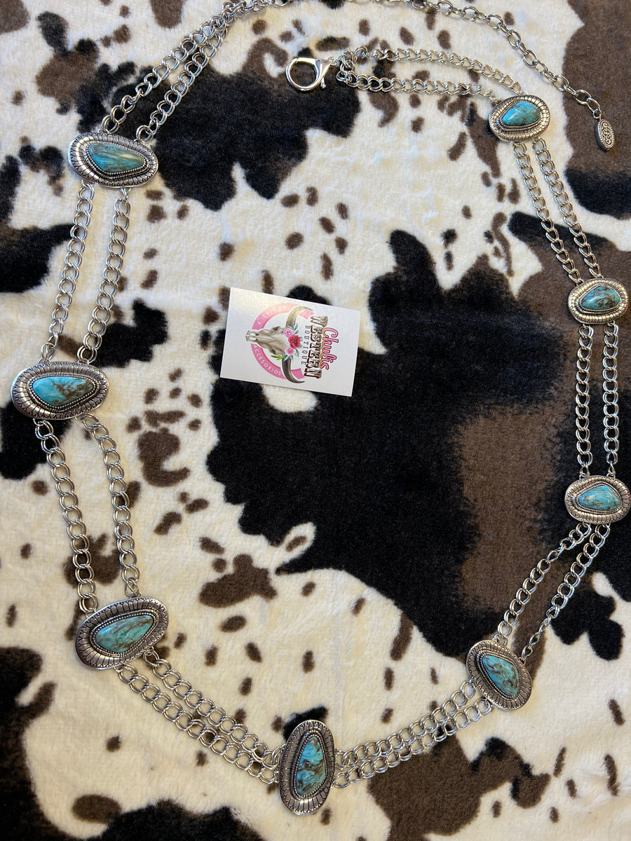 Western Hand Craft stone Chain Belt 50” long – Los leyva western wear